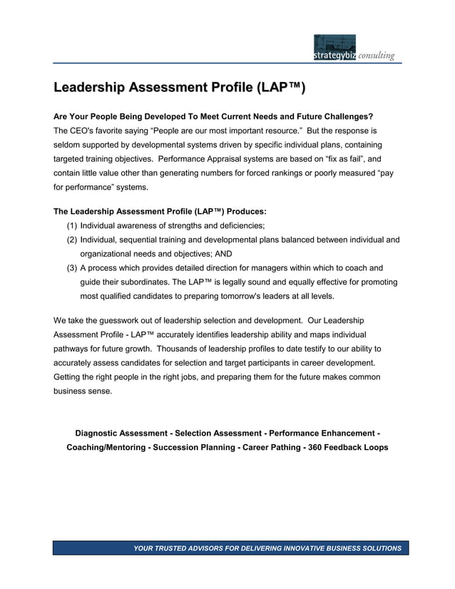 Leadership assessment profile lap | PDF