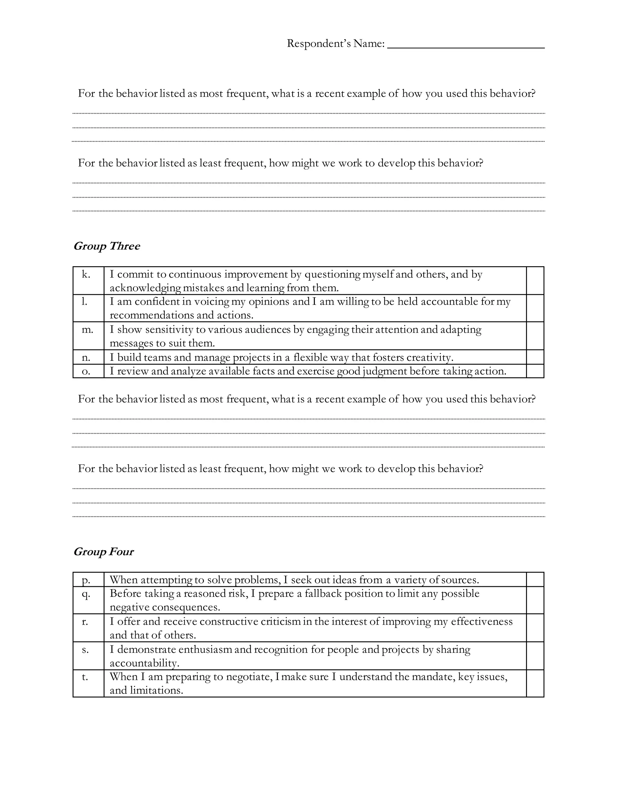 Leadership assessment questionnaire | DOC