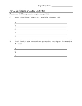 Leadership assessment questionnaire | DOC