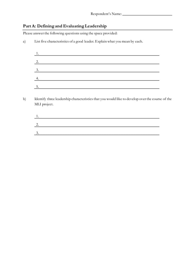 Leadership assessment questionnaire | DOC