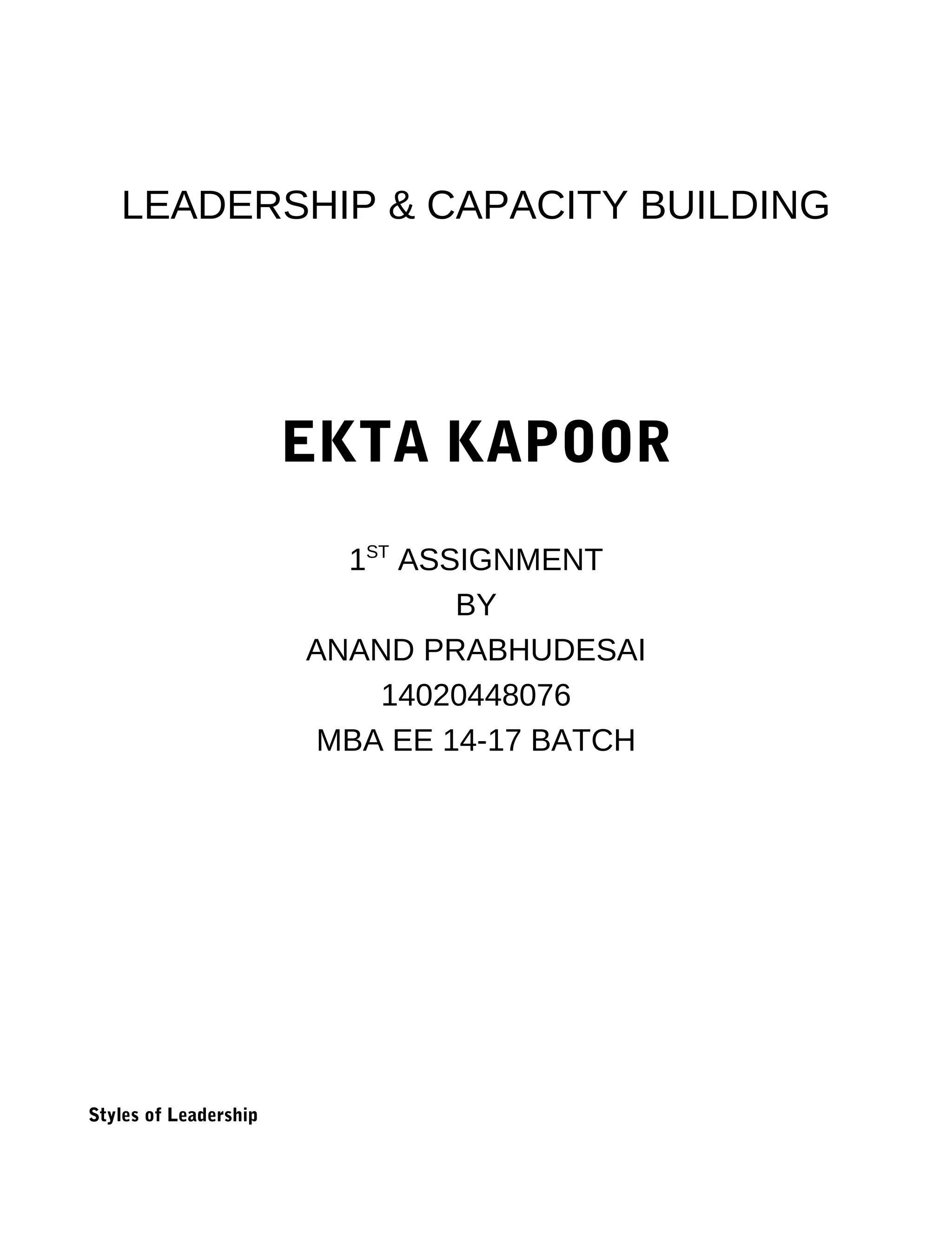 Leadership - Ekta Kapoor | DOC
