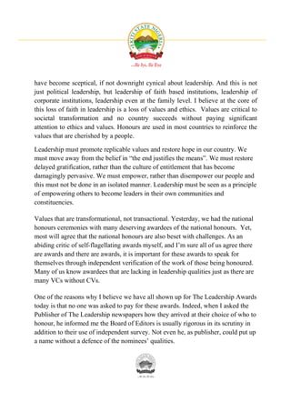 Leadership Award Acceptance Speech | PDF