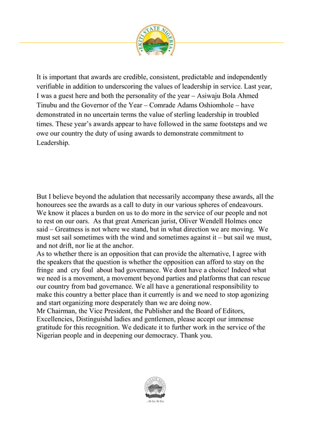 Leadership Award Acceptance Speech | PDF