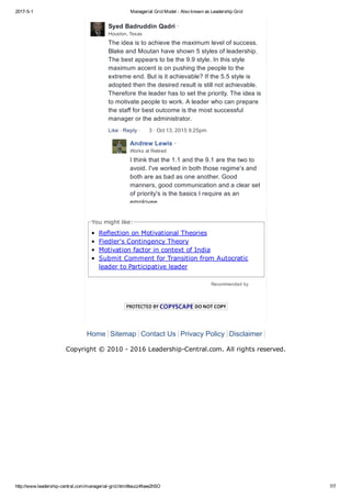 Leadership behavioural theory managerial grid model | PDF