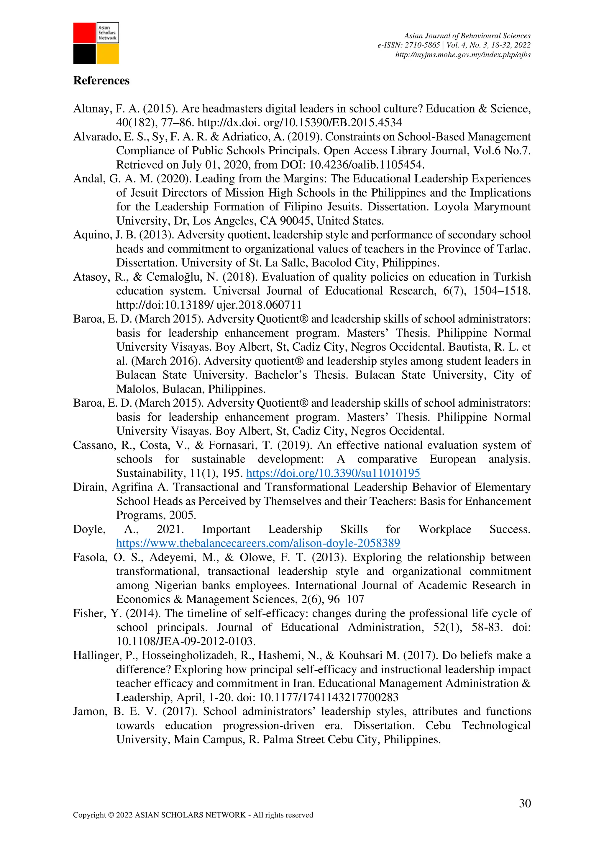 Leadership Behaviour of School Administrators in Public Schools: The ...