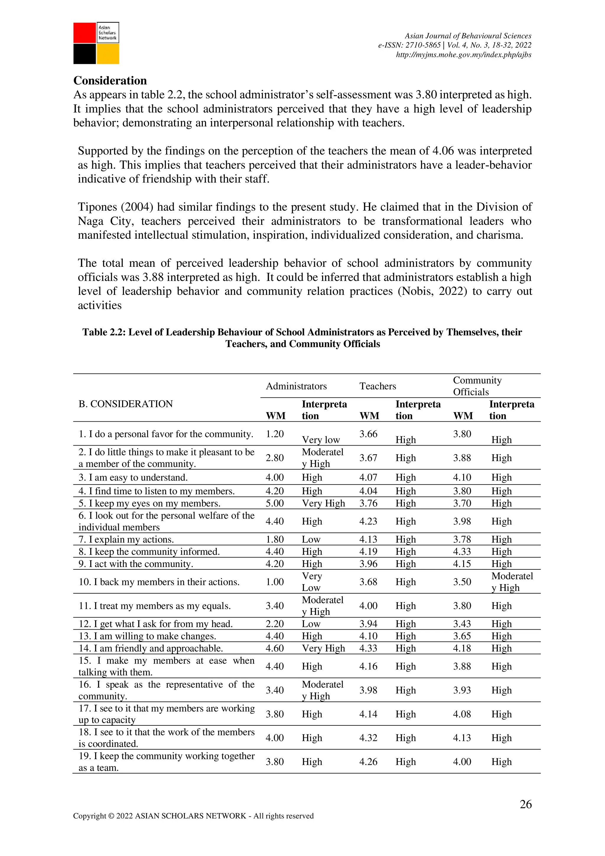 Leadership Behaviour of School Administrators in Public Schools: The ...