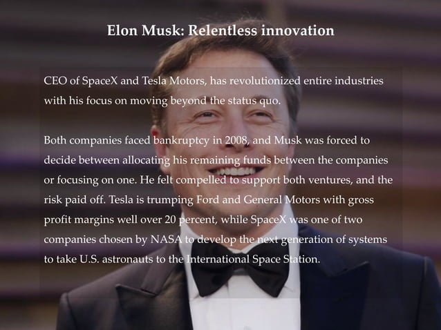 Leadership by Elon Musk with Tesla and SpaceX | PPTX
