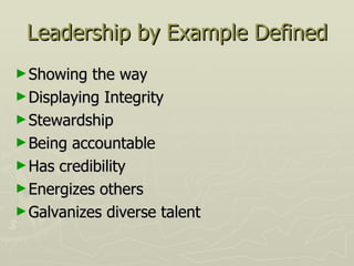 Leadership By Example Notes | PPT