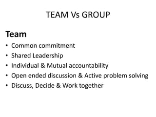 Leadership ch 9 developing team work | PPTX