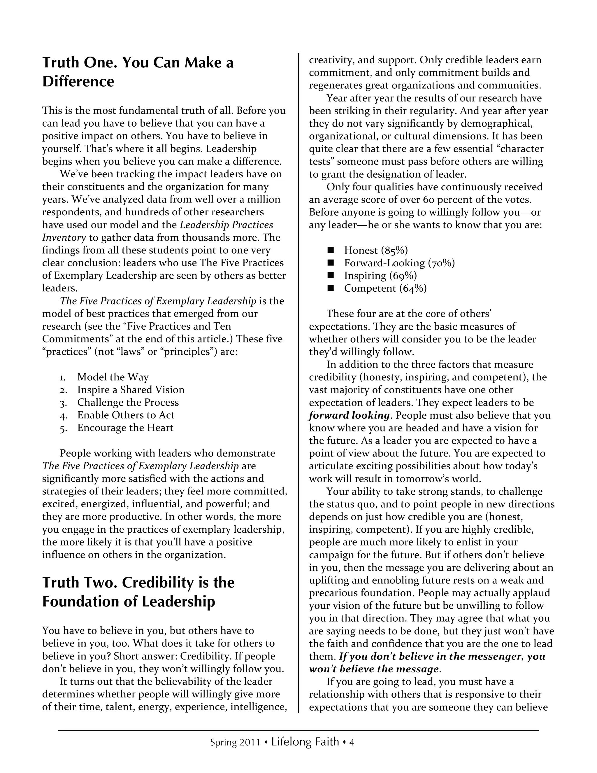 2016 AMF Read - Leadership Challenge - 5 Practices | PDF