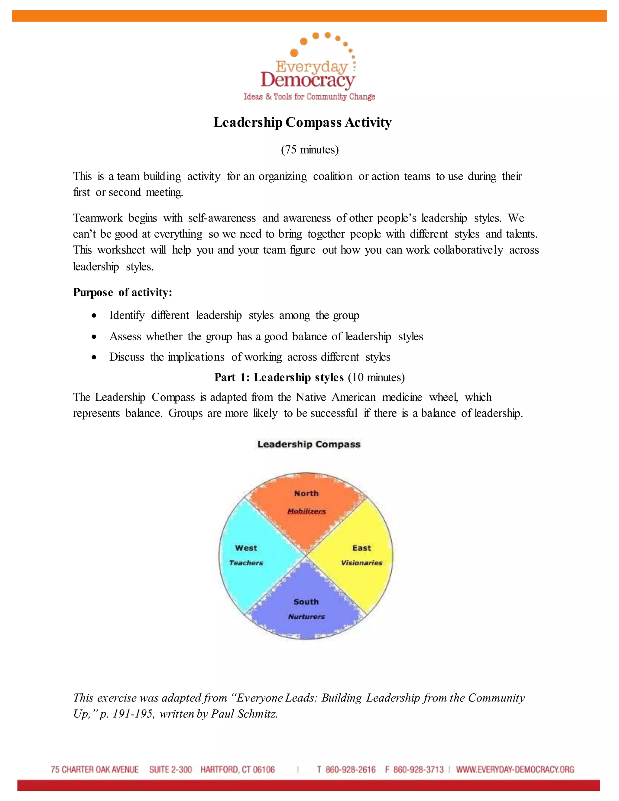 Leadership Compass Activity | DOCX