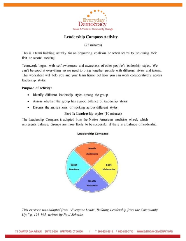 Leadership Compass Activity | DOCX | Career Planning | Careers