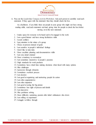 Leadership Compass Activity | DOCX