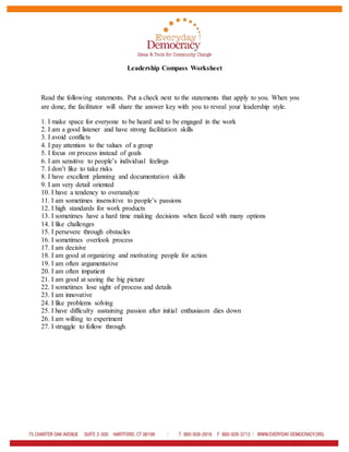 Leadership Compass Activity | DOCX