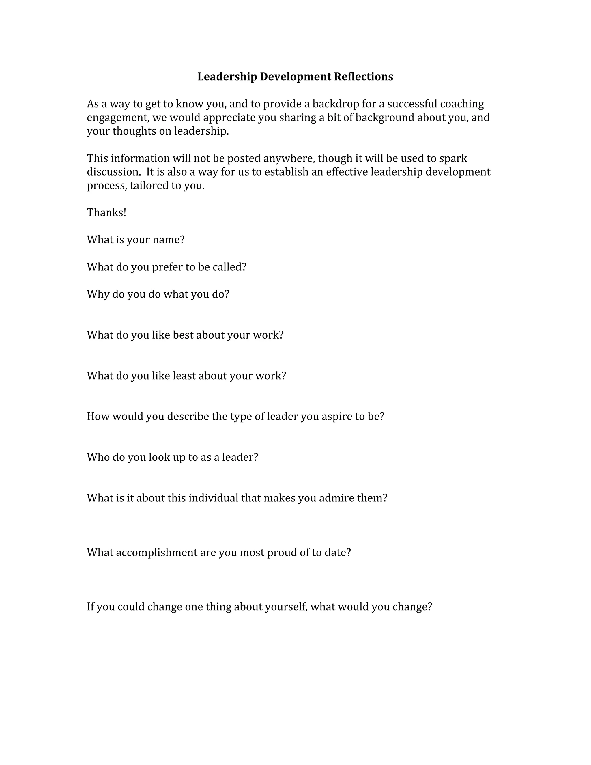 Leadership development reflections | PDF