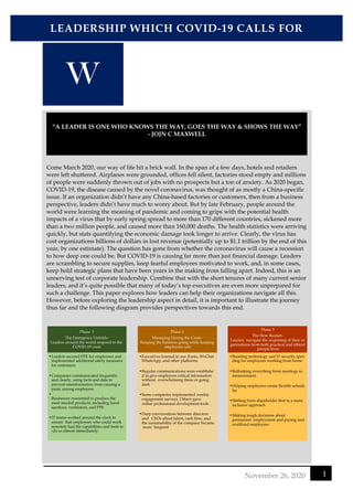 Leadership During Covid 19 | PDF