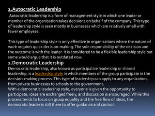 A presentation on Leadership and types of leaders.pptx
