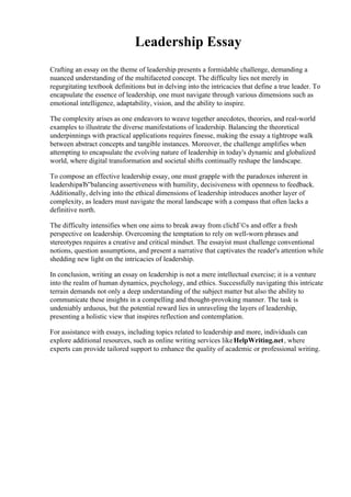 Leadership Essay | PDF | Education