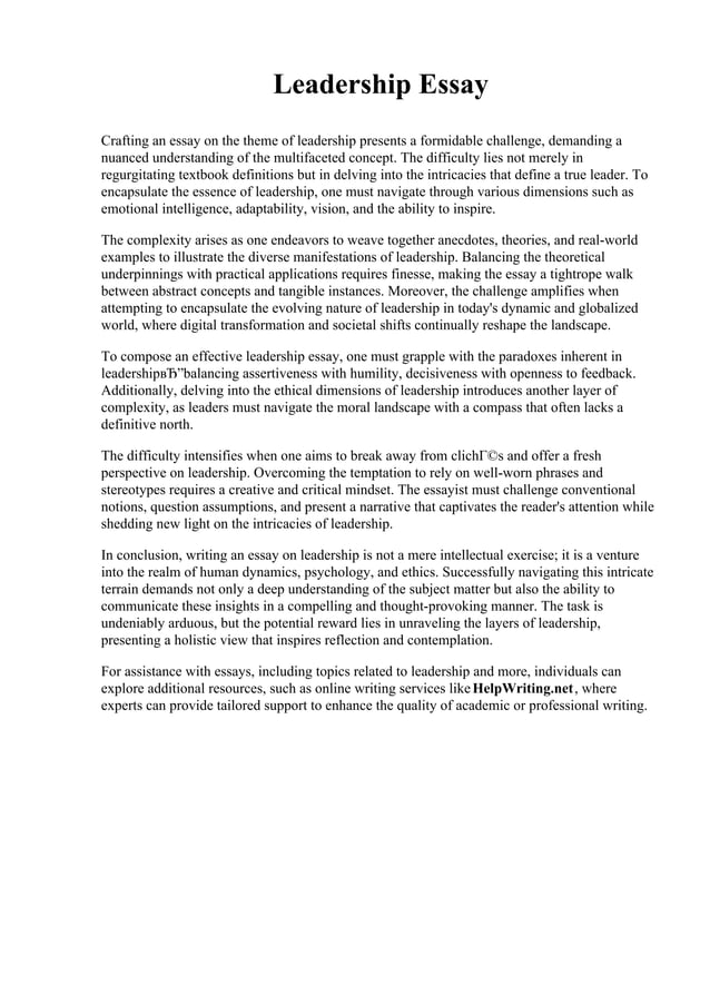 Leadership Essay | PDF | Education