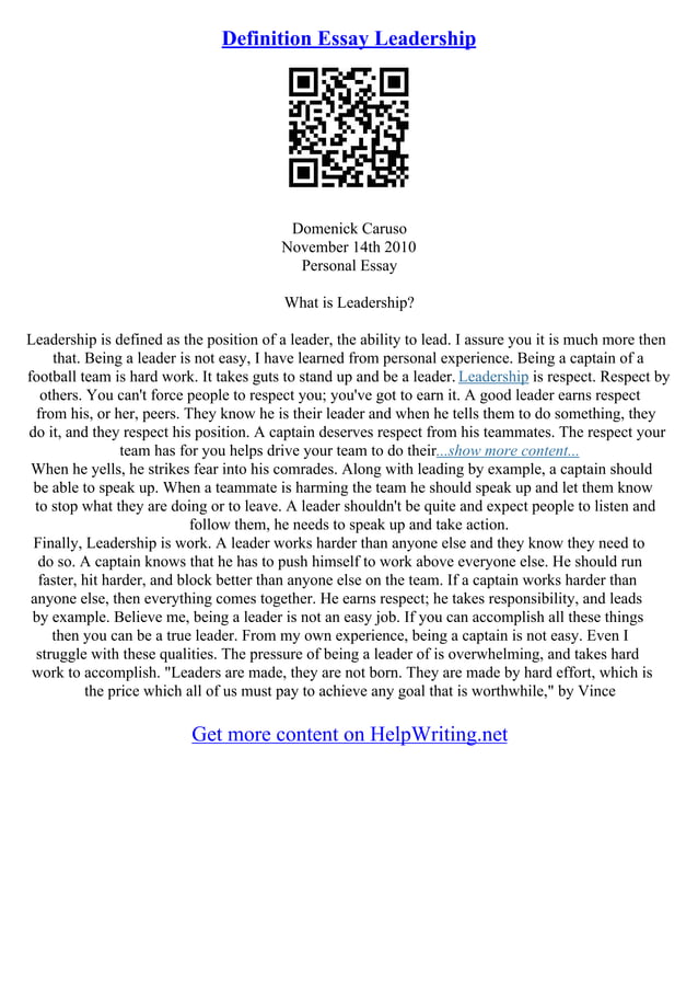 Leadership Essay Examples | PDF