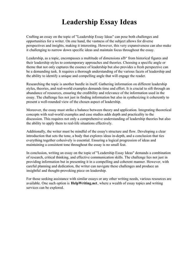Leadership Essay Ideas | PDF