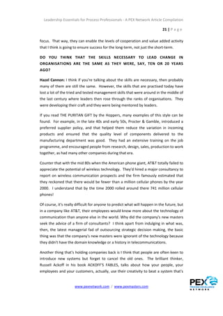 Leadership Essentials For Process Professionals | PDF