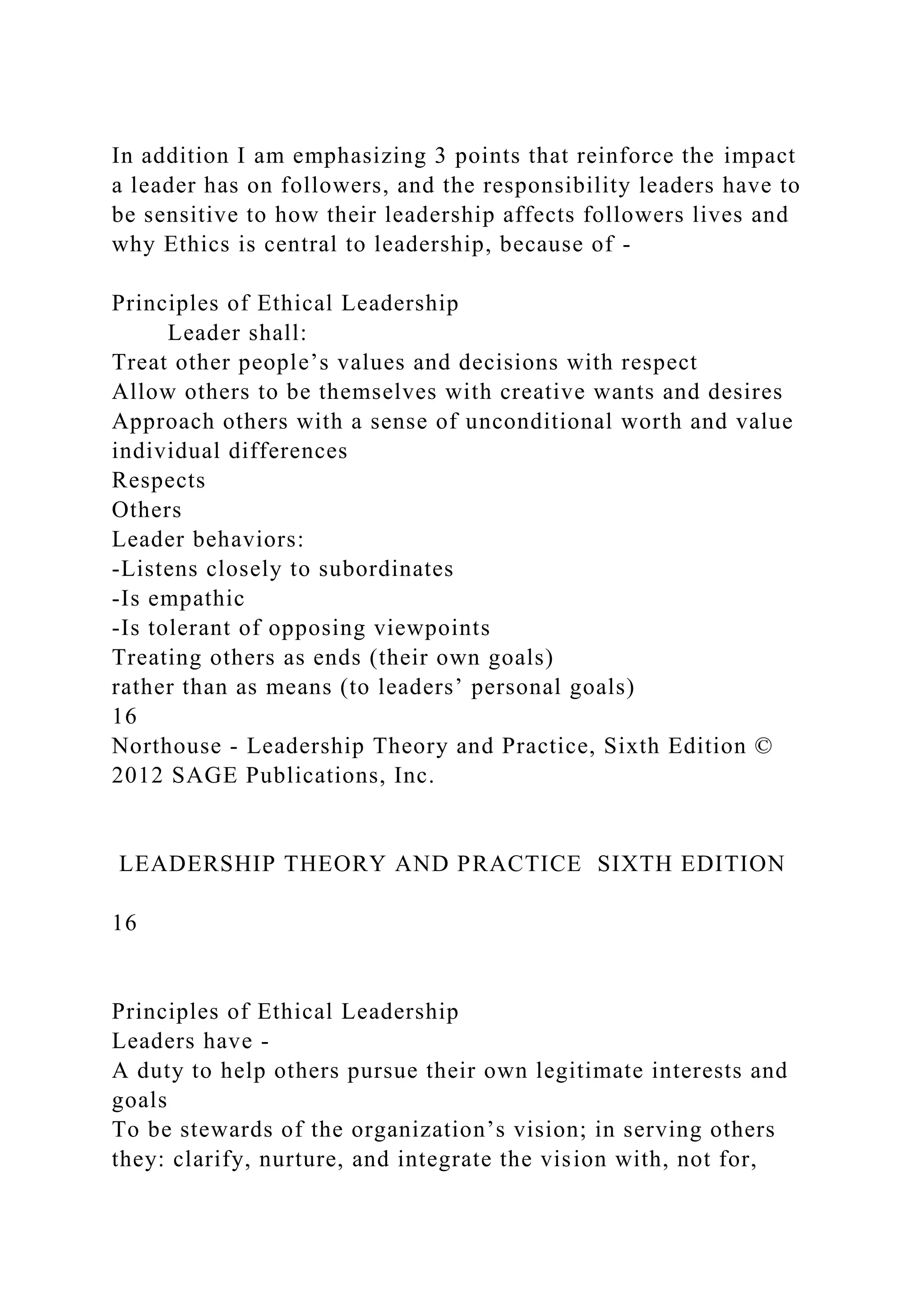 Leadership EthicsChapter 16 LEADERSHIP THEORY AND PRACTI.docx