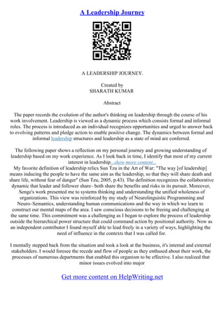 Leadership Experience Essay | PDF