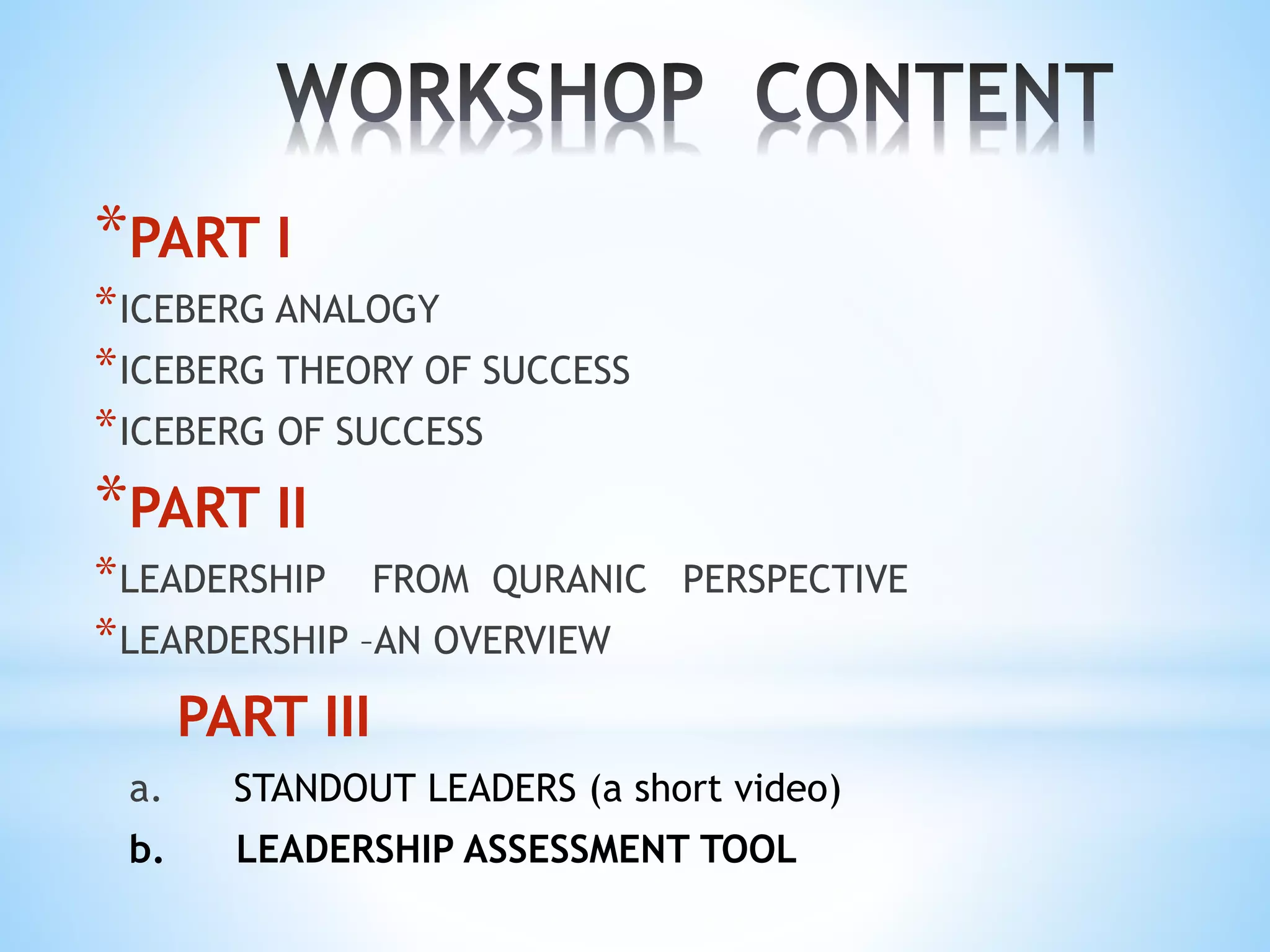 What it Takes to be a Leader --An Iceberg analogy by Haroon Baig | PPT