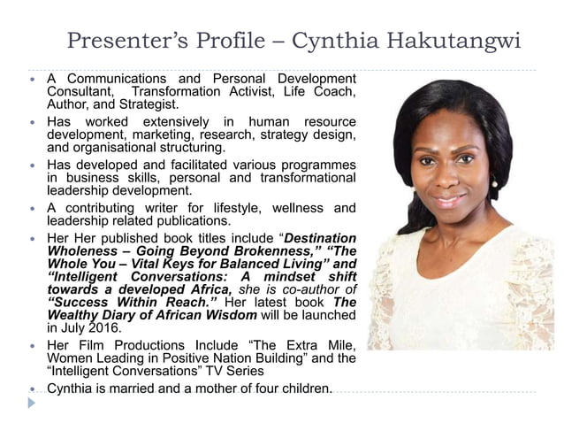 Leadership in a patriarchal environment by cynthia hakutangwi | PPT