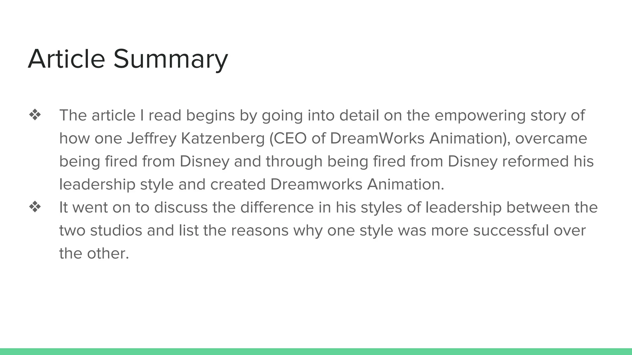 Leadership in DreamWorks Animation | PDF