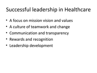 Leadership in healthcare | PPT