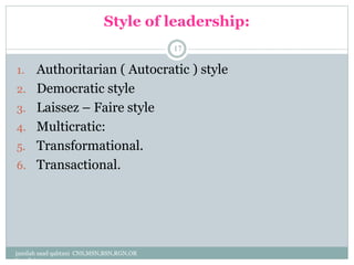 Leadership in nursing | PPTX