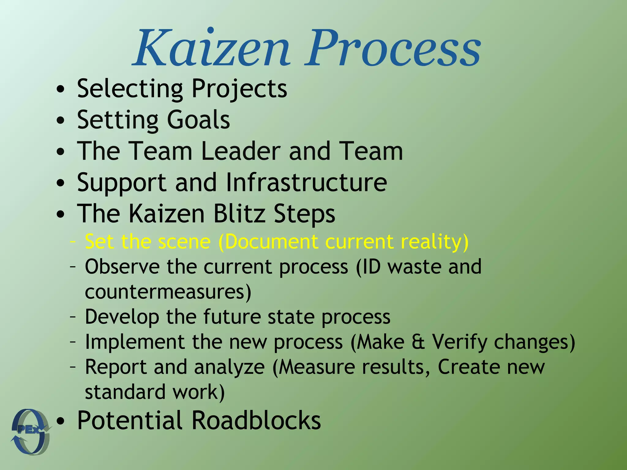 Leadership institute lean kaizen briefing 8 16 13 handout | PPT