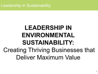 Leadership In Sustainability | PPT