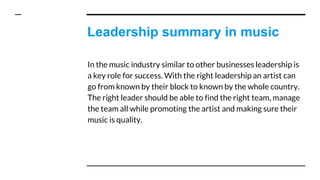 Leadership in the music industry | PPT