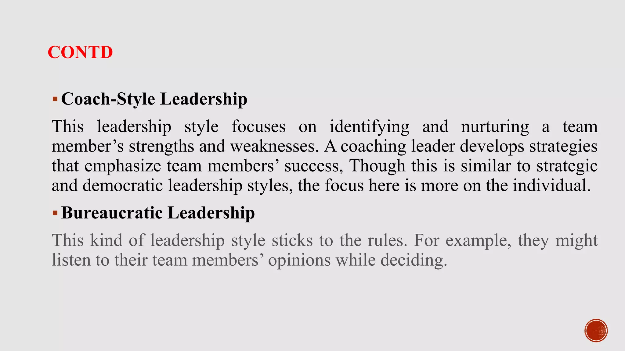 LEADERSHIP IN TIMES OF CHANCE (TYPES) | PPTX