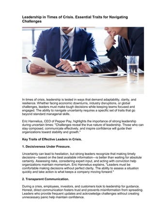 Leadership in Times of Crisis. Essential Traits for Navigating ...