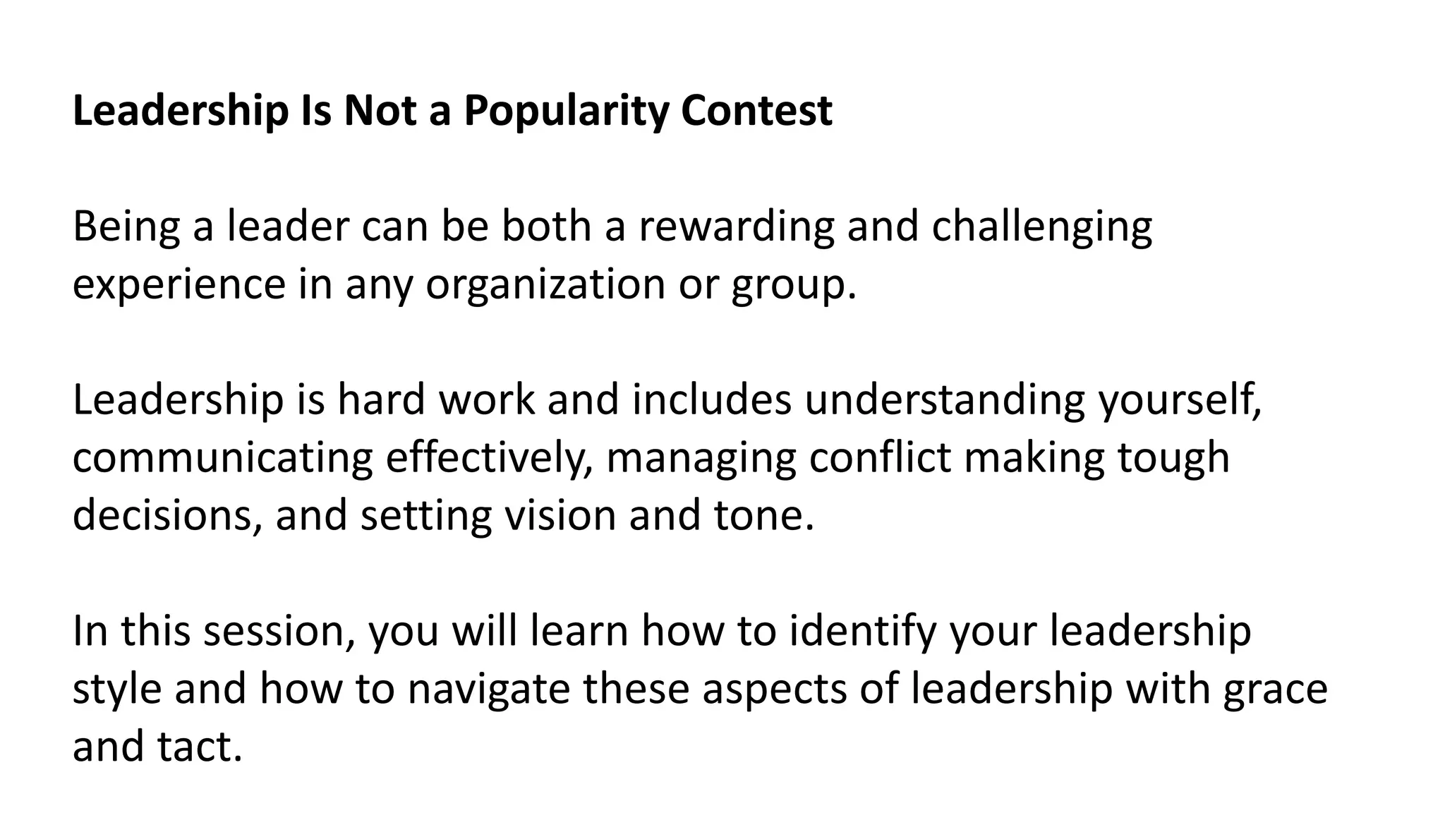 Leadership is not a popularity contest | PPTX