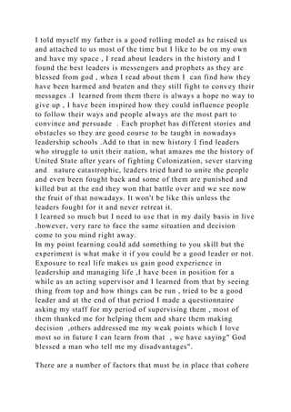 Leadership – Journal What I have discovered in my leaders.docx ...