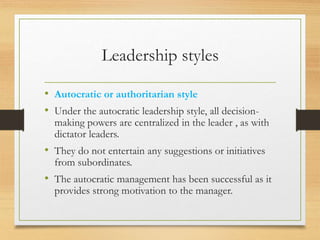 Leadership and leadership approaches | PPTX