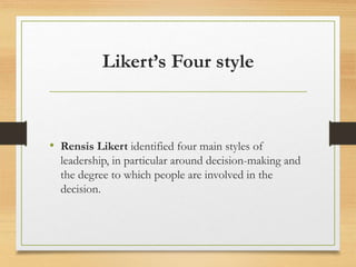 Leadership and leadership approaches | PPTX