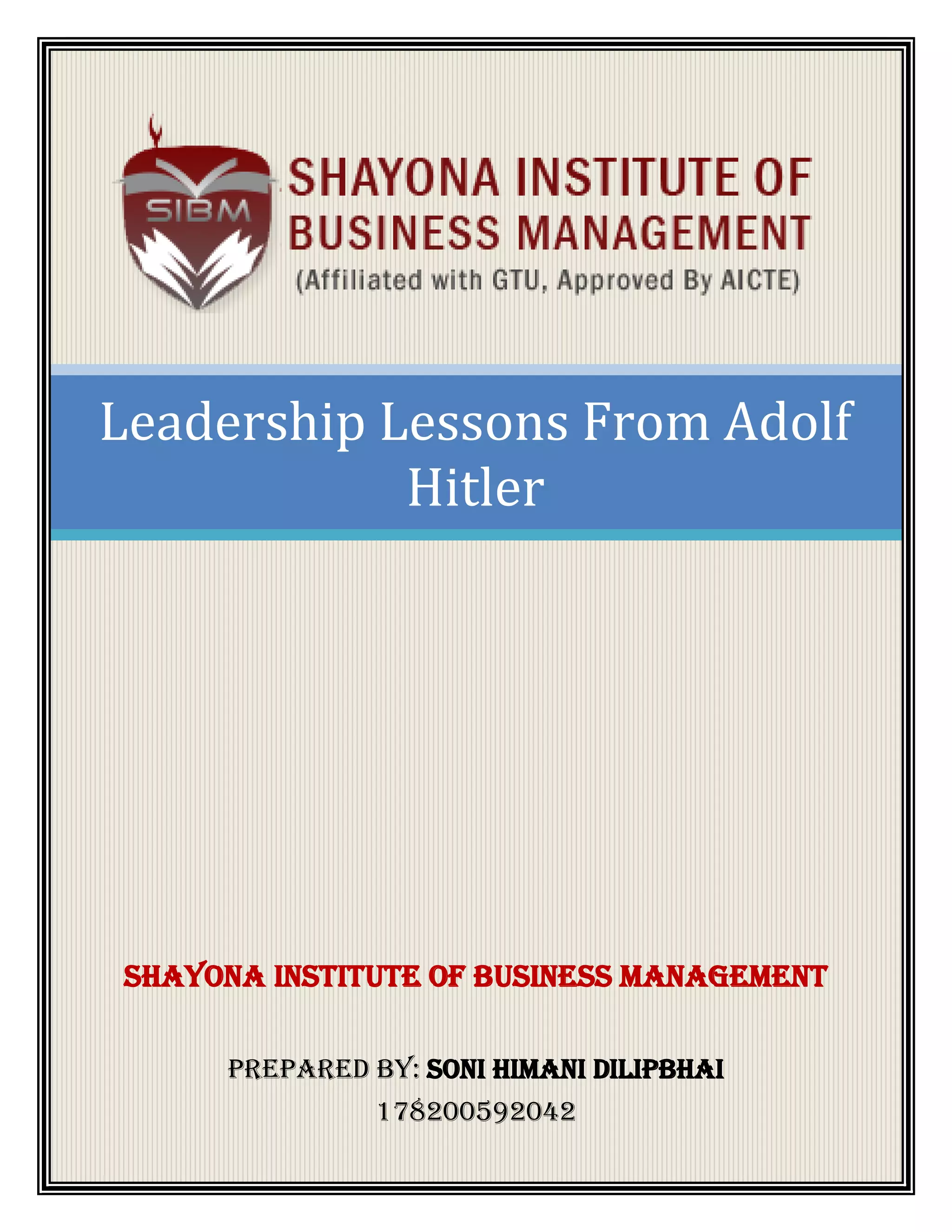 Leadership lesson from adolf hitler | PDF
