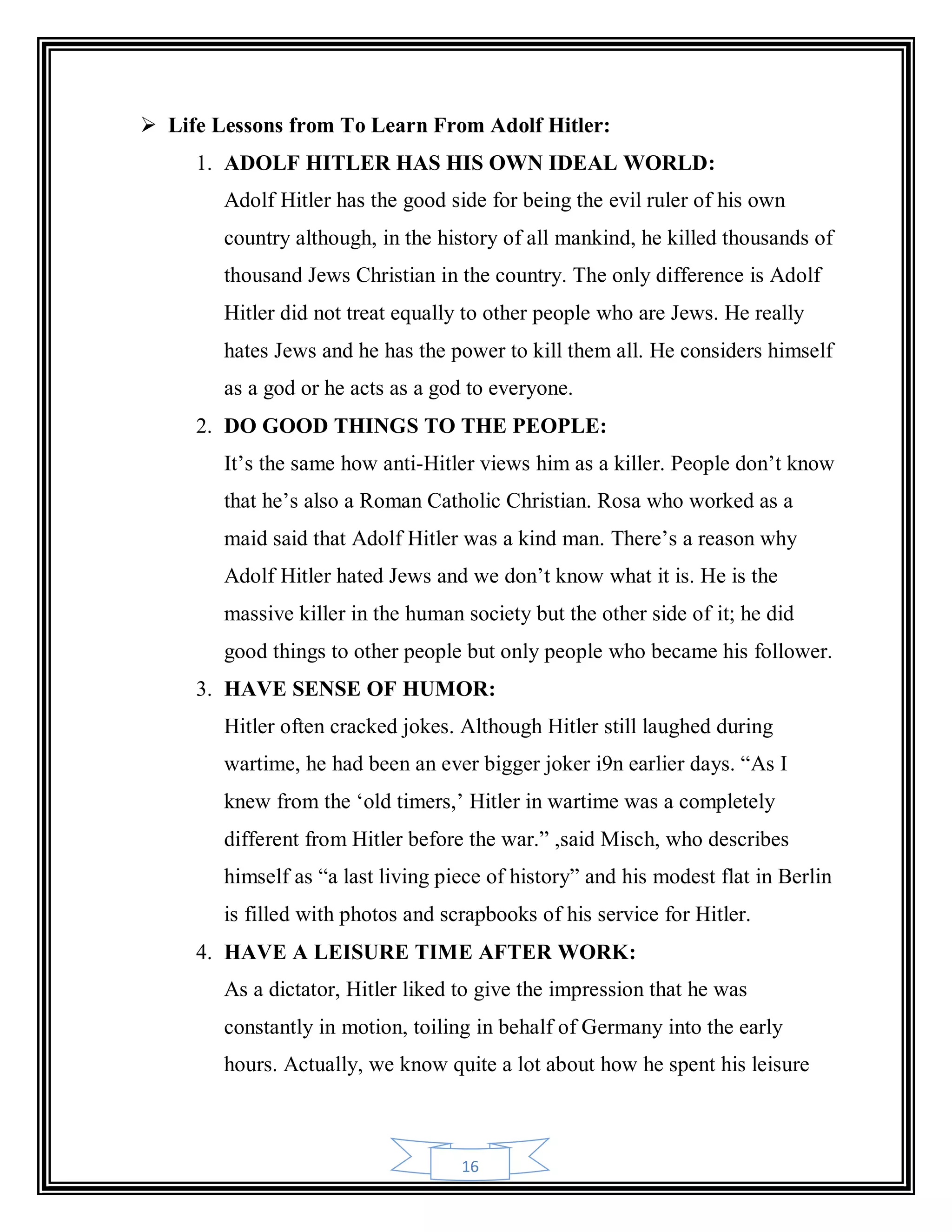 Leadership lesson from adolf hitler | PDF