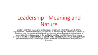 Leadership in education –Meaning and Nature.pptx