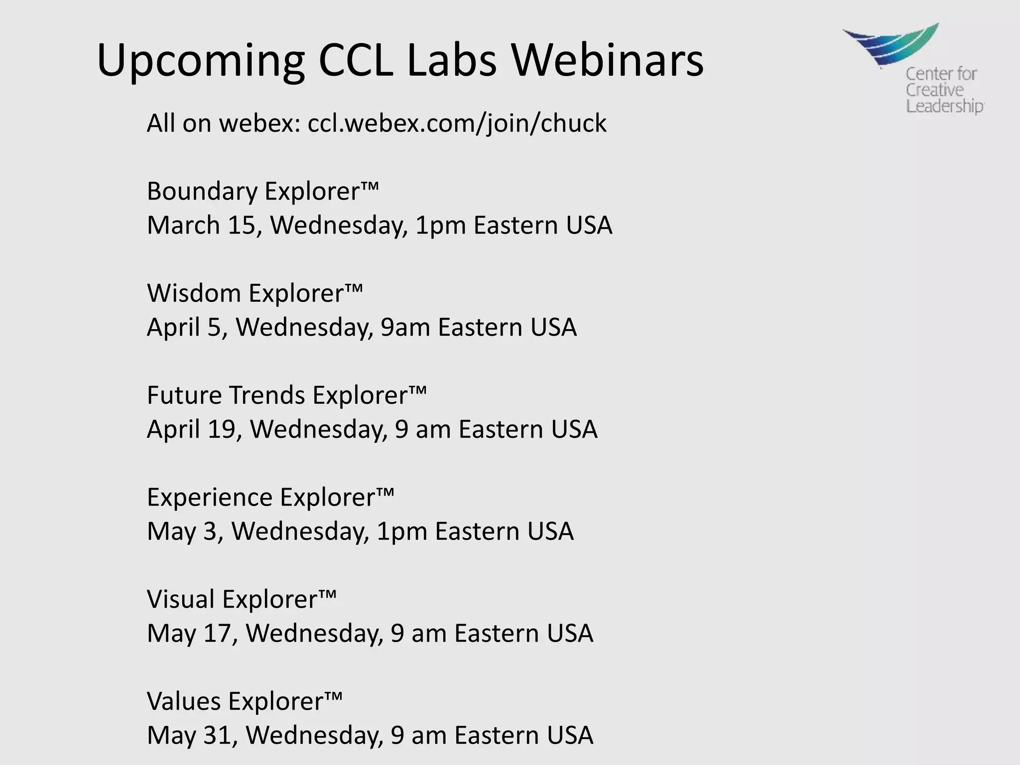Leadership Metaphor Explorer CCL Labs Webinar Series | PPT