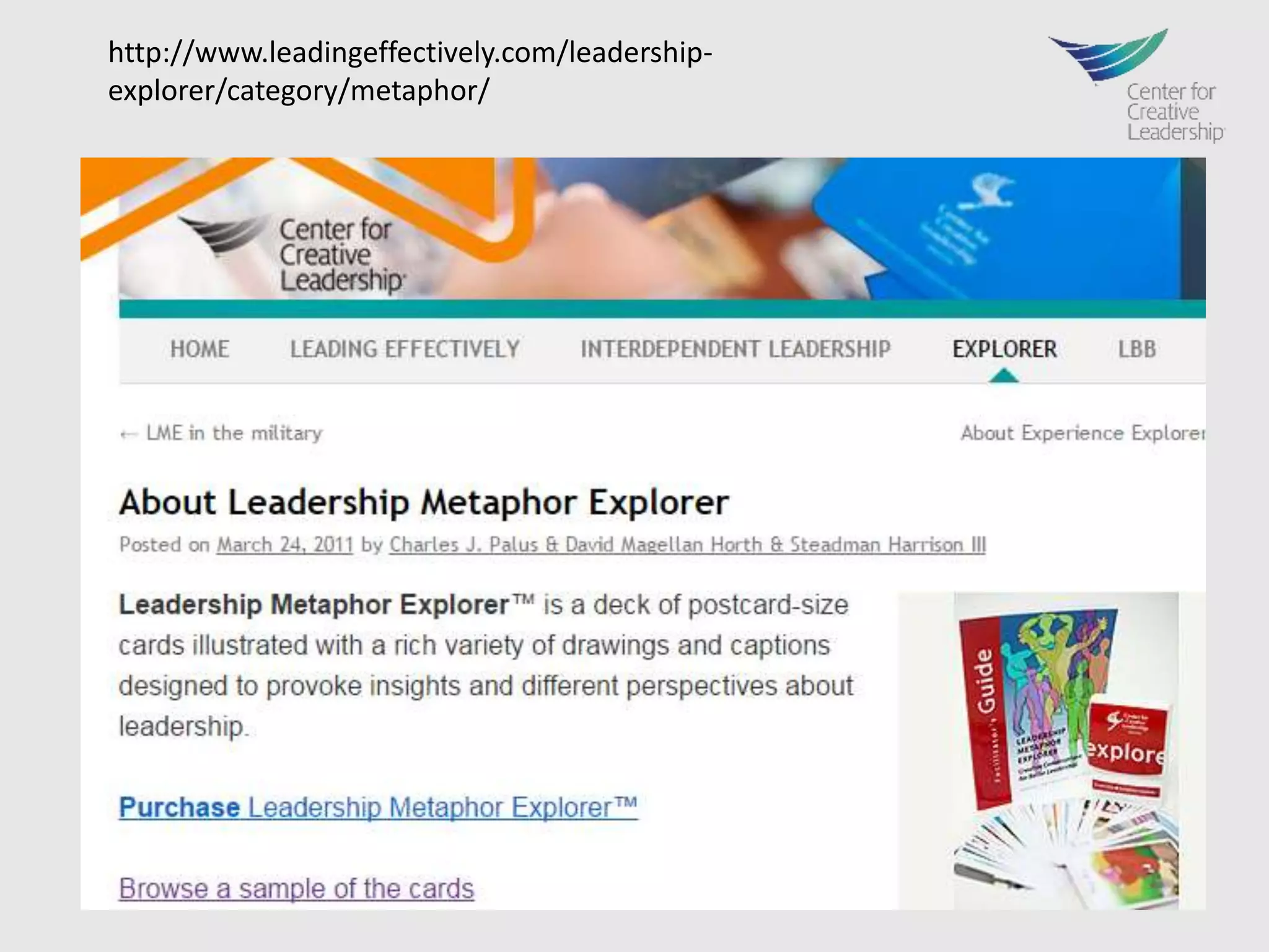 Leadership Metaphor Explorer CCL Labs Webinar Series | PPT