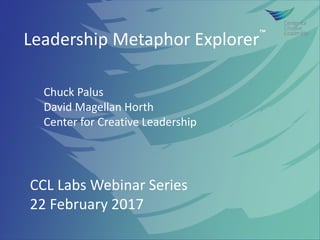 Leadership Metaphor Explorer CCL Labs Webinar Series | PPT