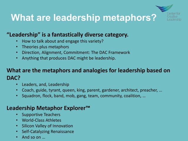 Leadership Metaphor Explorer CCL Labs Webinar Series | PPT