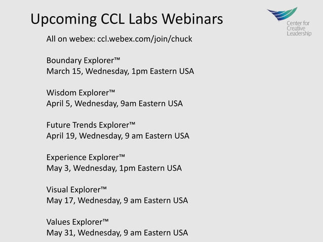Leadership Metaphor Explorer CCL Labs Webinar Series | PPT